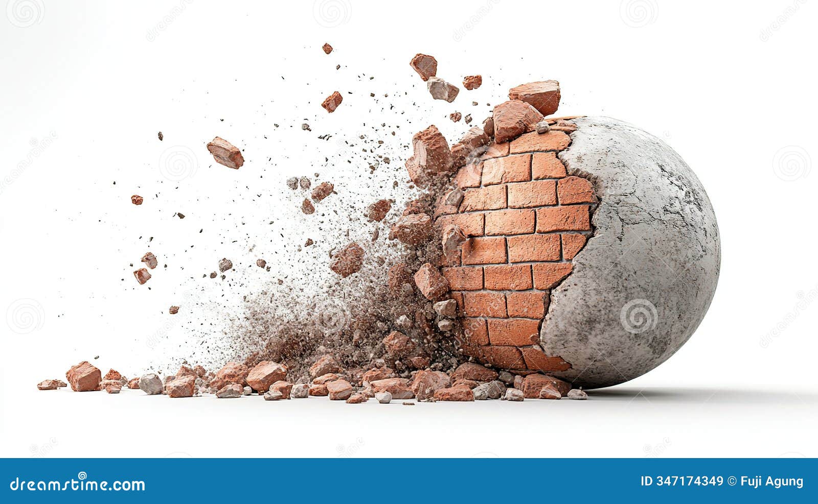 Exploding Brick Sphere, Destruction, Demolition, Fragments Stock ...