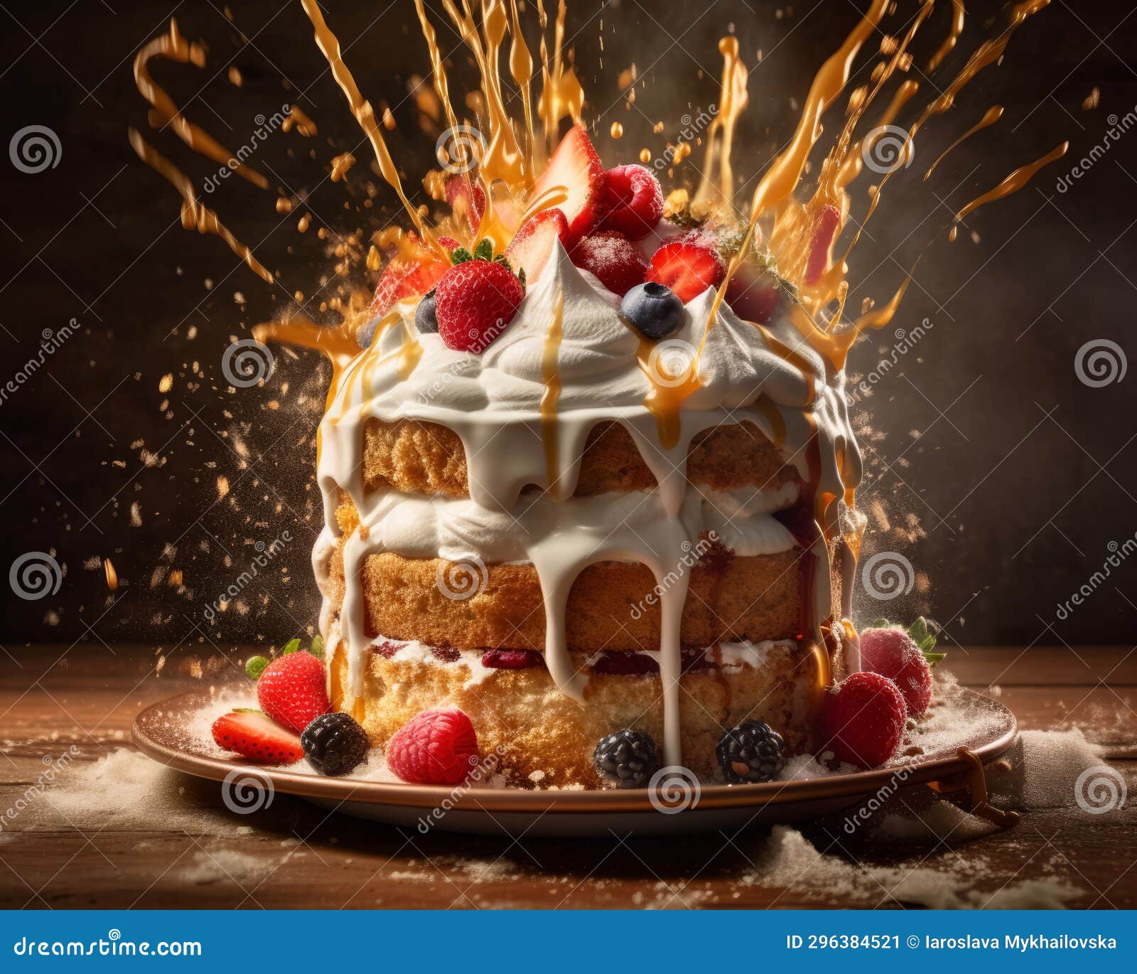 Exploding Cake With Splashes . Stock Photography | CartoonDealer.com ...