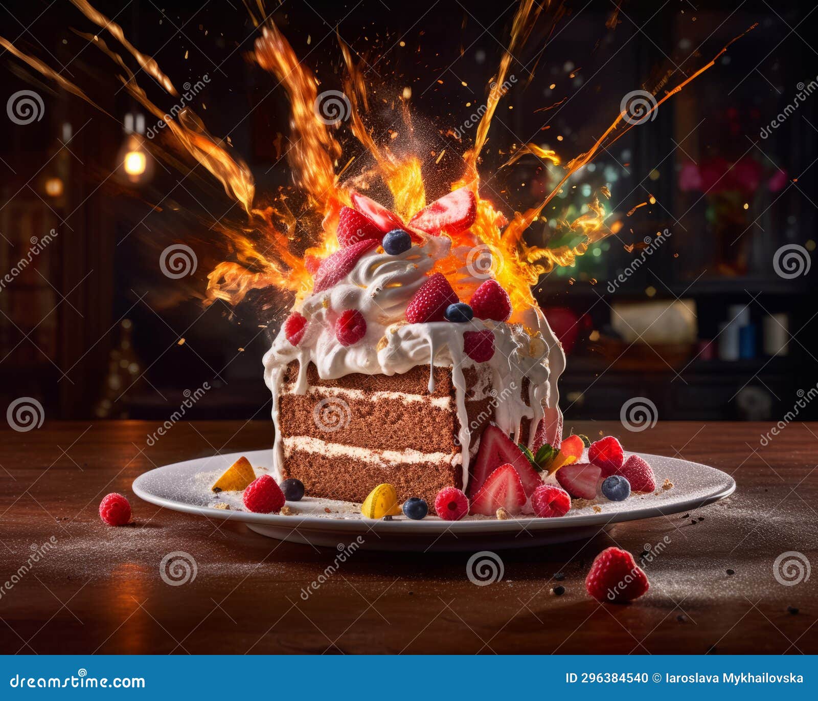 Exploding Cake with Splashes . Stock Illustration - Illustration of ...