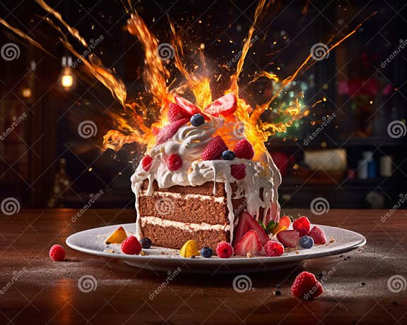 Exploding Cake with Splashes . Stock Illustration - Illustration of ...