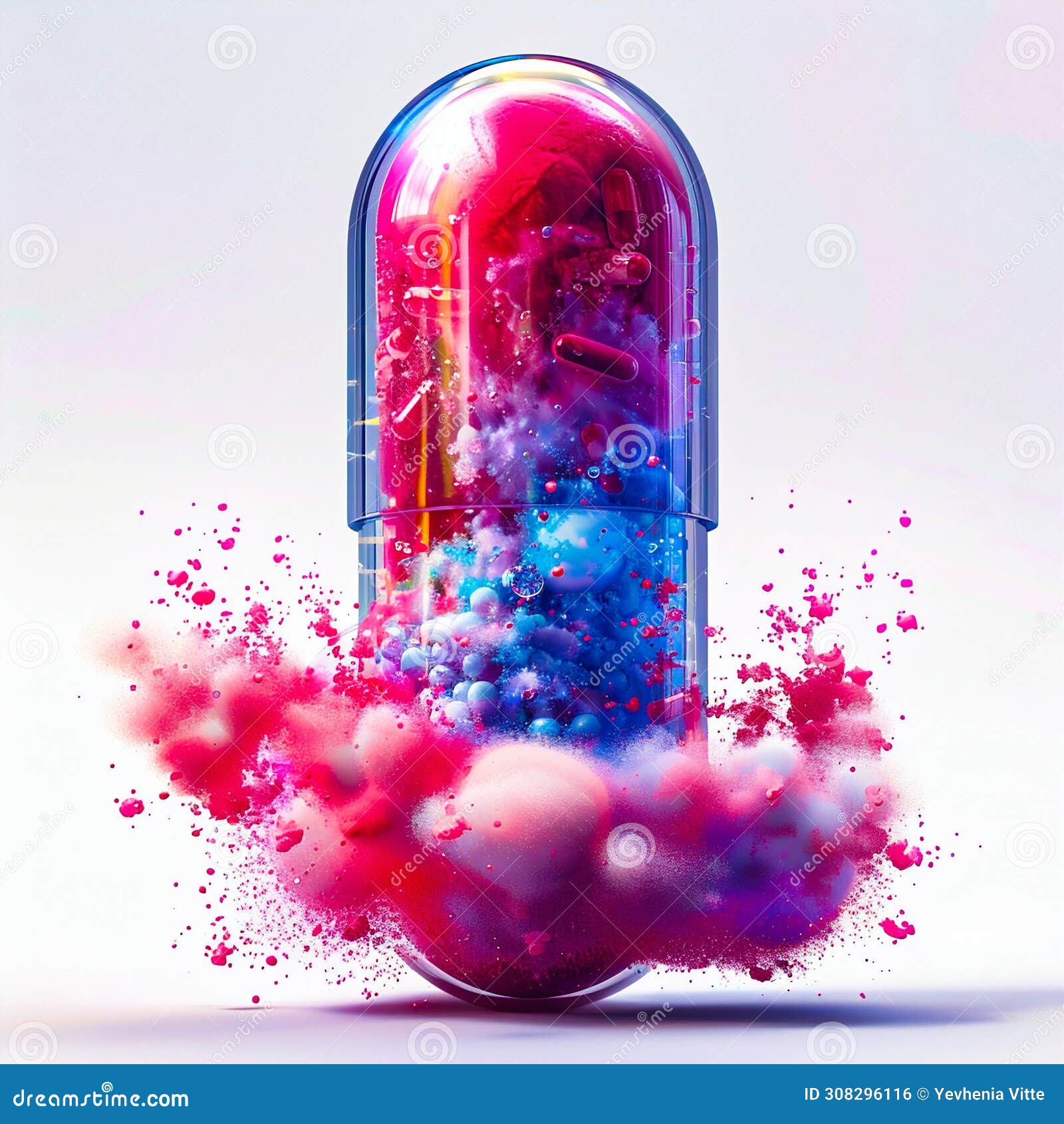 Exploding Capsule with Colorful Powder Burst. Generative Ai Stock ...