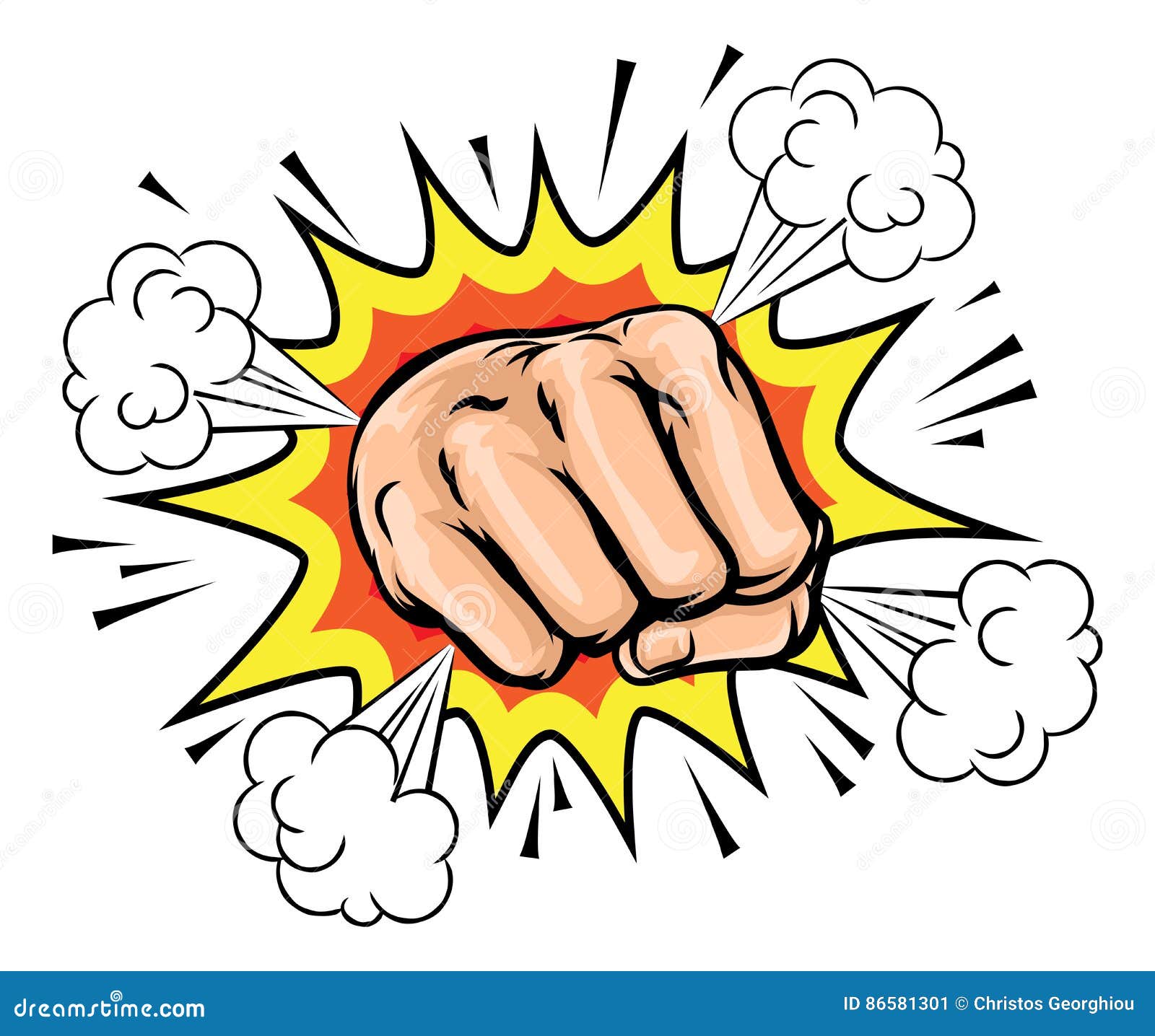 Exploding Cartoon Fist stock vector. Illustration of hand - 86581301