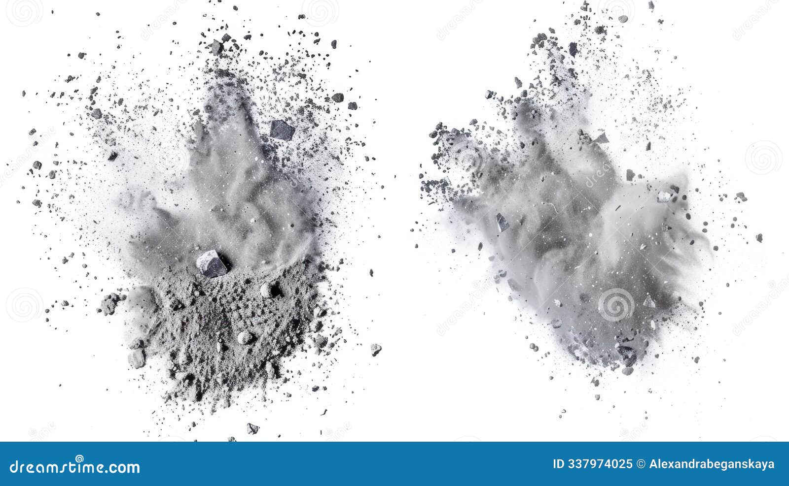 Exploding Charcoal Dust Clouds Freeze Frame Stock Illustration ...