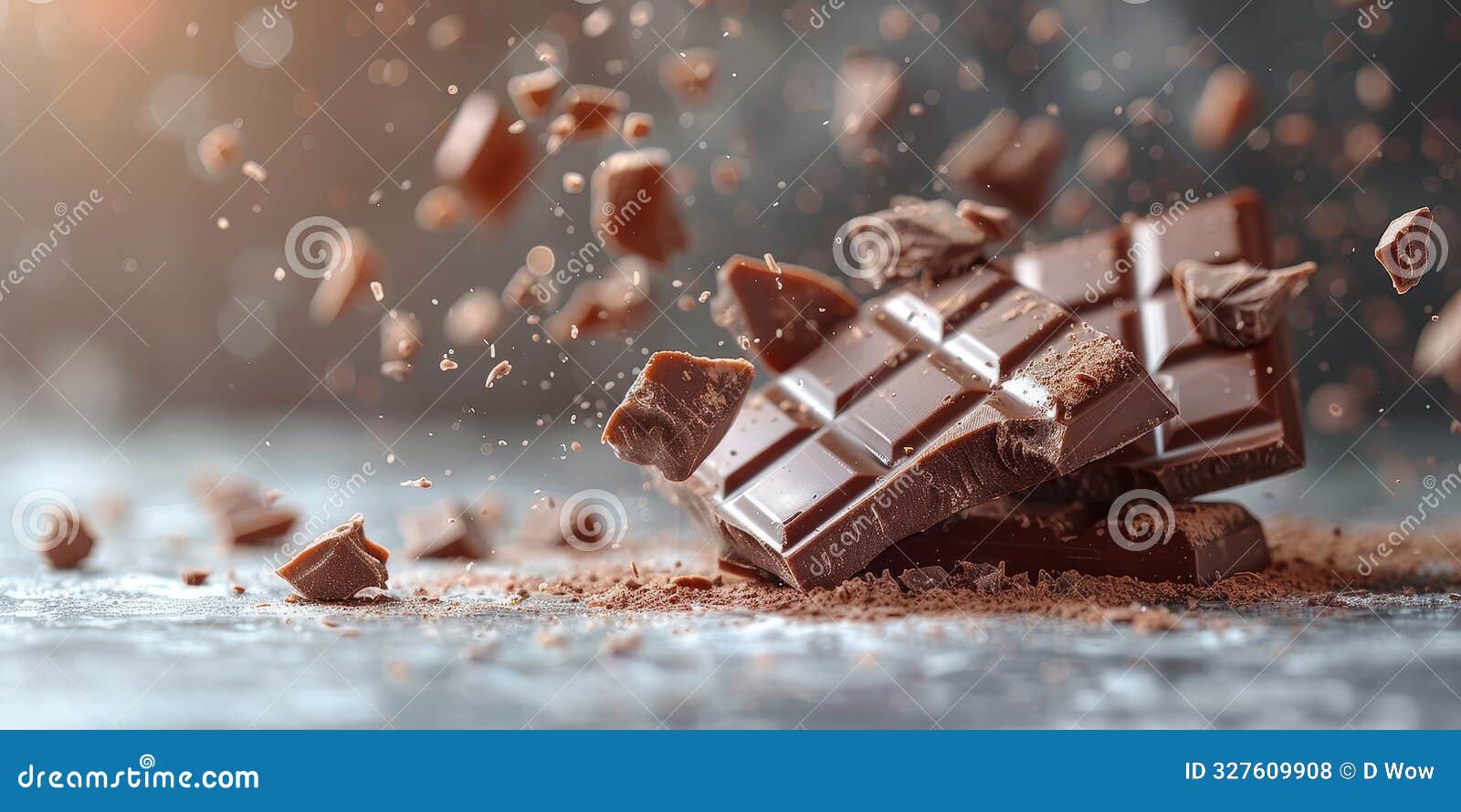 Exploding Chocolate Bar with Cocoa Powder Stock Photo - Image of ...