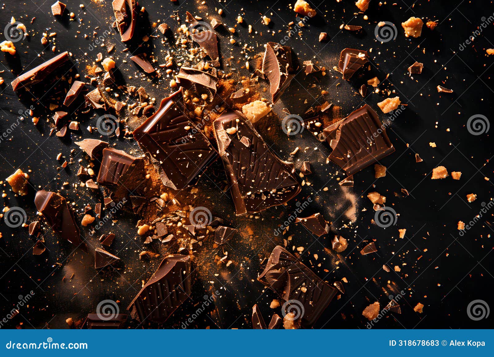 Exploding Chocolate Delight on Dark Background Stock Illustration ...