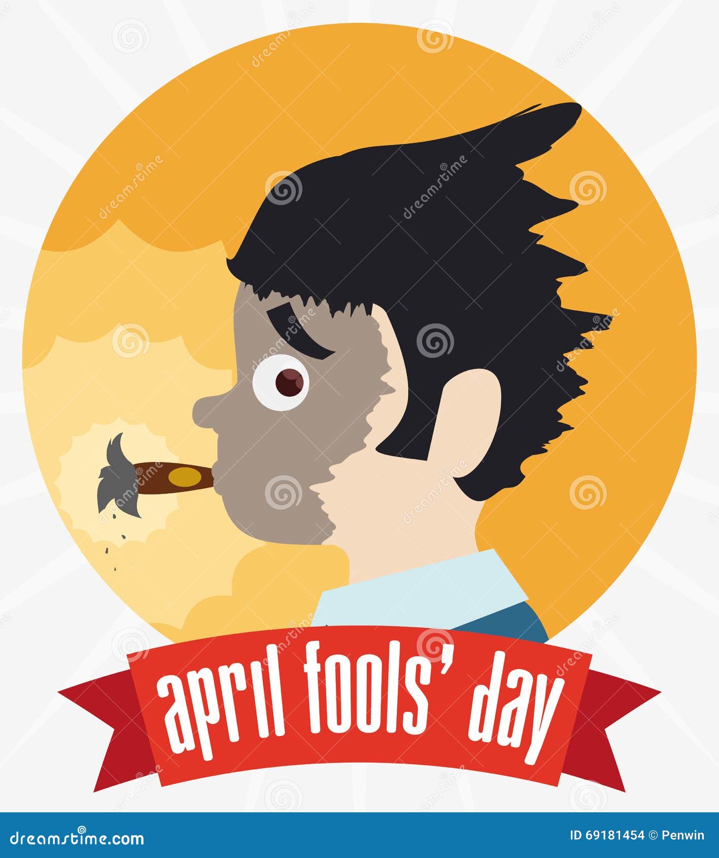 Exploding Cigar Button For April Fools' Day, Vector Illustration Stock ...