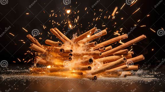 Exploding Cinnamon Sticks - Stock Concepts Stock Image - Image of aromatic, abstract: 288792571