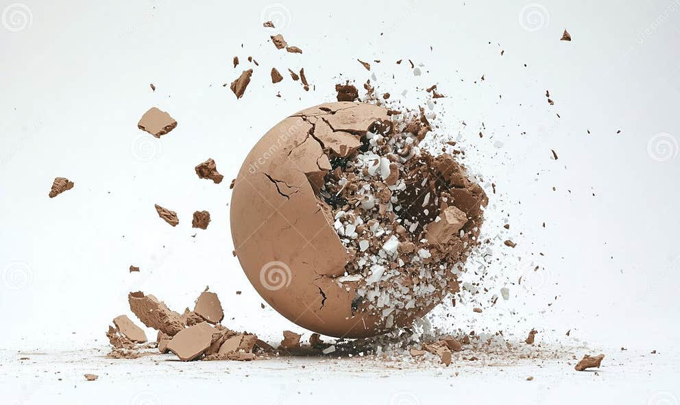 Exploding Clay Sphere with Fragments and Dust, Capturing Dynamic Motion and Texture Stock Image ...