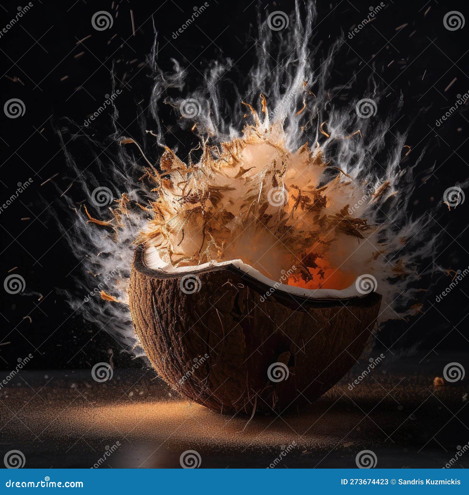 An Exploding Coconut. Generative AI Stock Illustration - Illustration ...