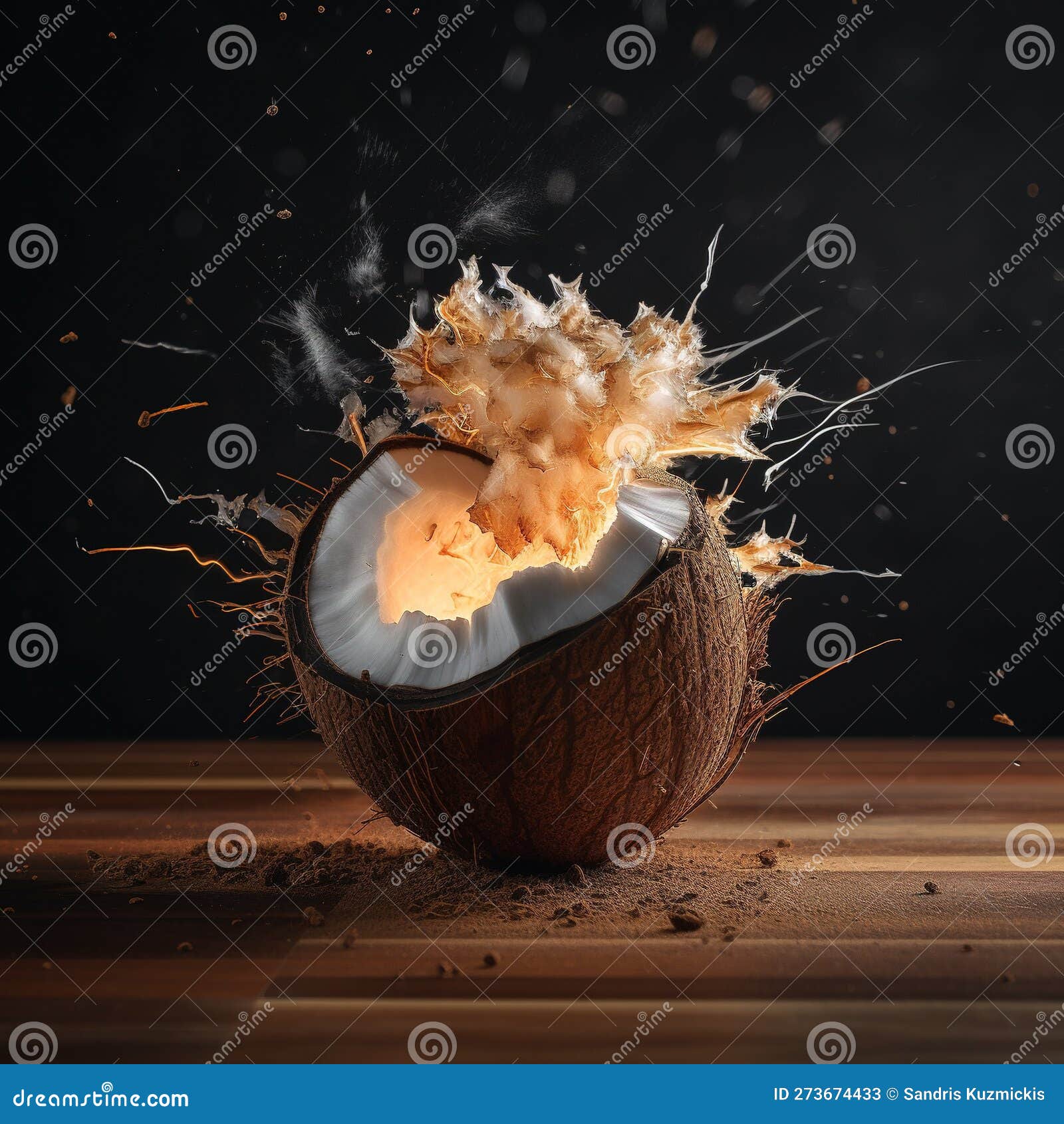 An Exploding Coconut. Generative AI Stock Illustration - Illustration ...