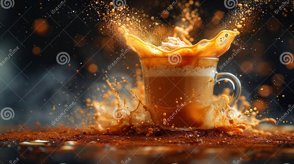 Exploding Coffee Cup with Dramatic Splash - Generative Ai Stock ...