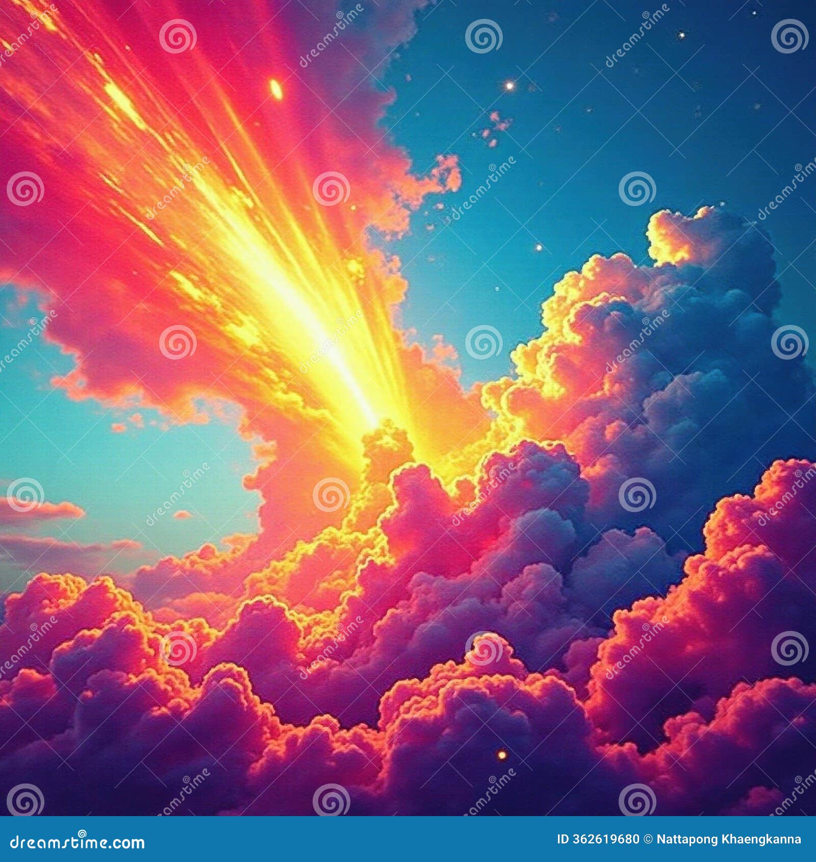 Exploding Colorful Cloudscape, Dynamic Lines, Pop Art Aesthetic, Energy ...