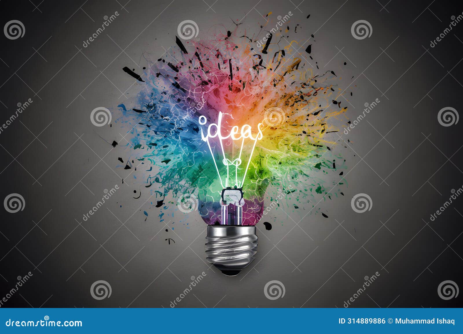 Exploding Colorful Light Bulb Represents New Ideas and Brainstorming ...