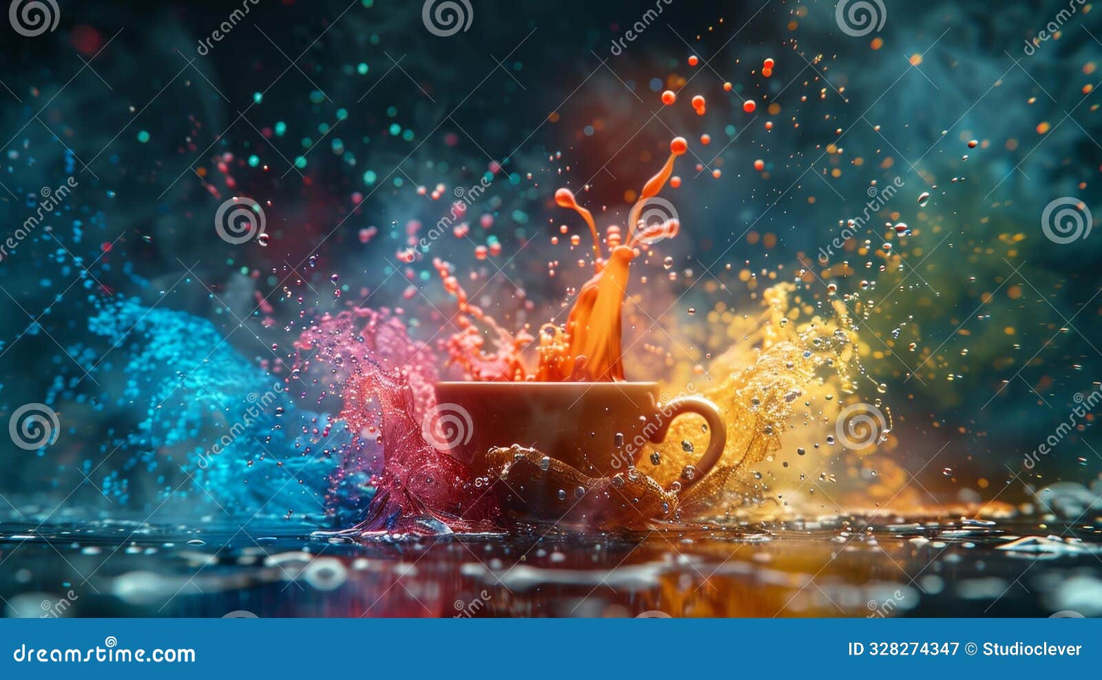 Exploding Colorful Liquids in a Cup - Dynamic Splash - Generative Ai ...