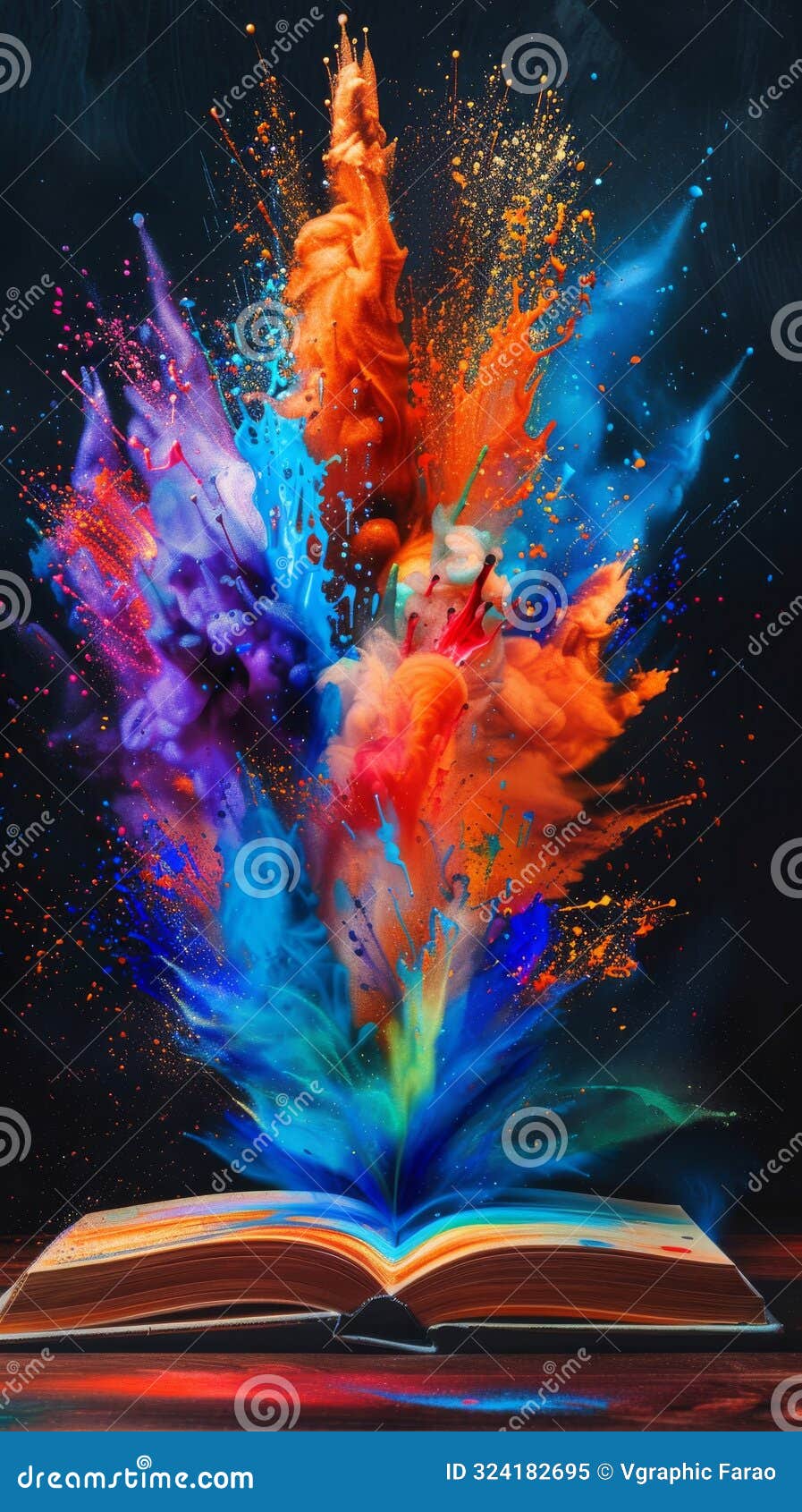 Exploding Colors from an Open Book, Vibrant Abstract Painting ...