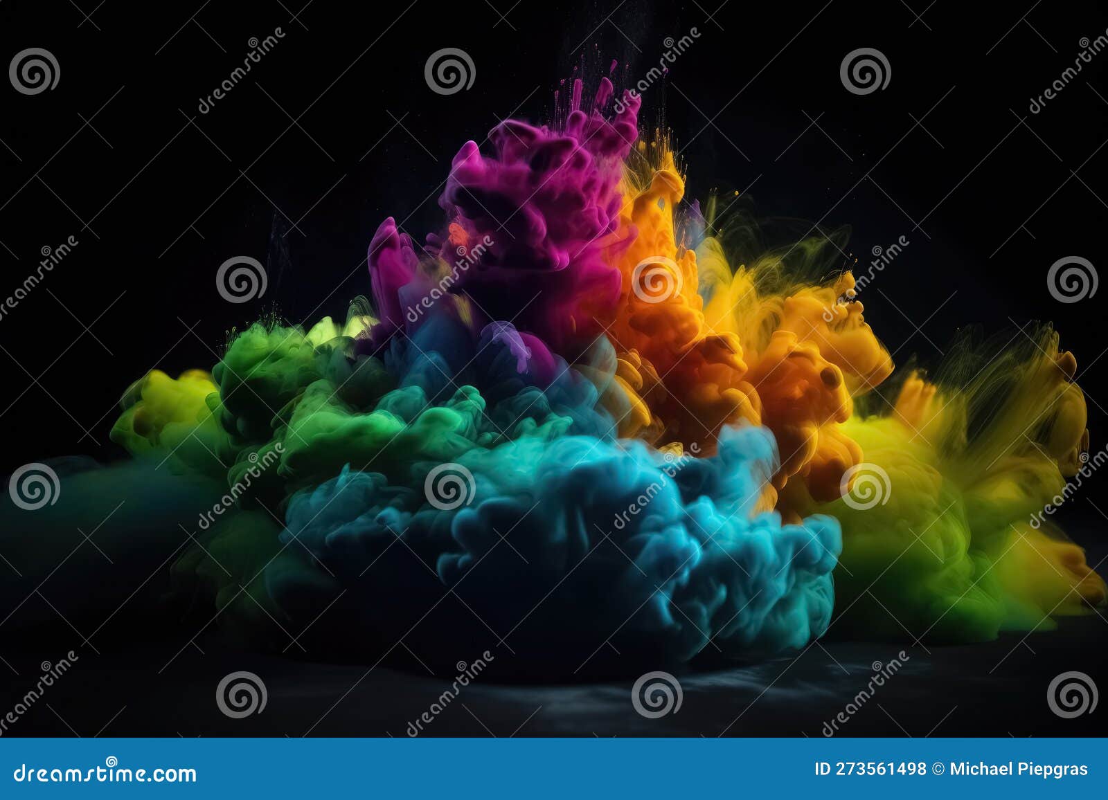 Exploding Colour Powder in Rainbow Colours on a Black Background ...