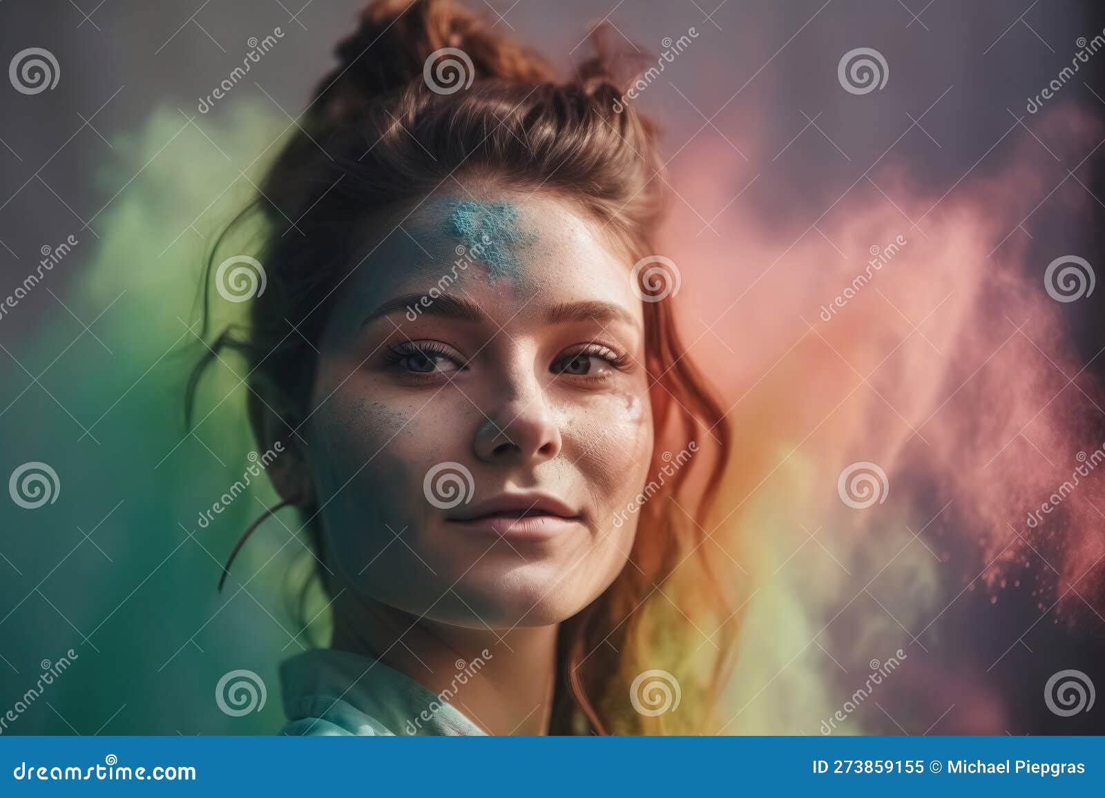 Exploding Colour Powder in Rainbow Colours Forming a Portrait of a ...
