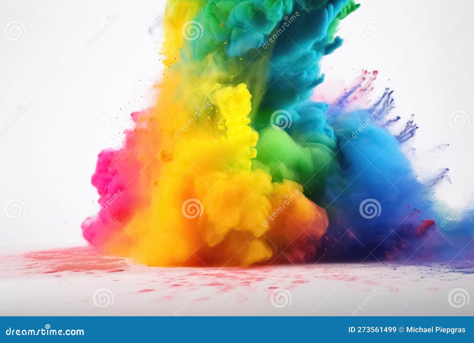 Exploding Colour Powder in Rainbow Colours on a White Background ...