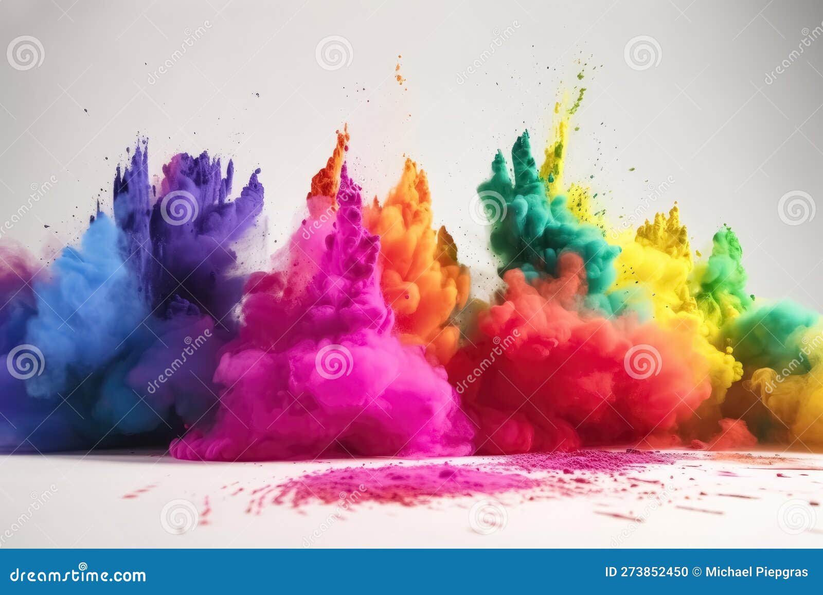 Exploding Colour Powder in Rainbow Colours on a White Background ...