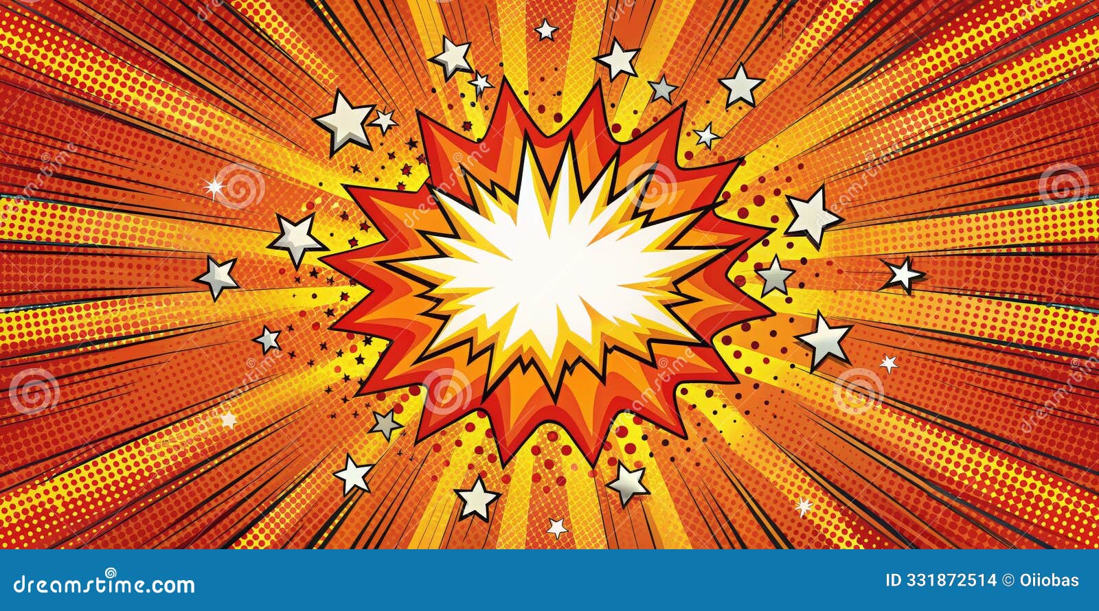 Exploding Comic Book Background with Stars, Red, Yellow, White ...