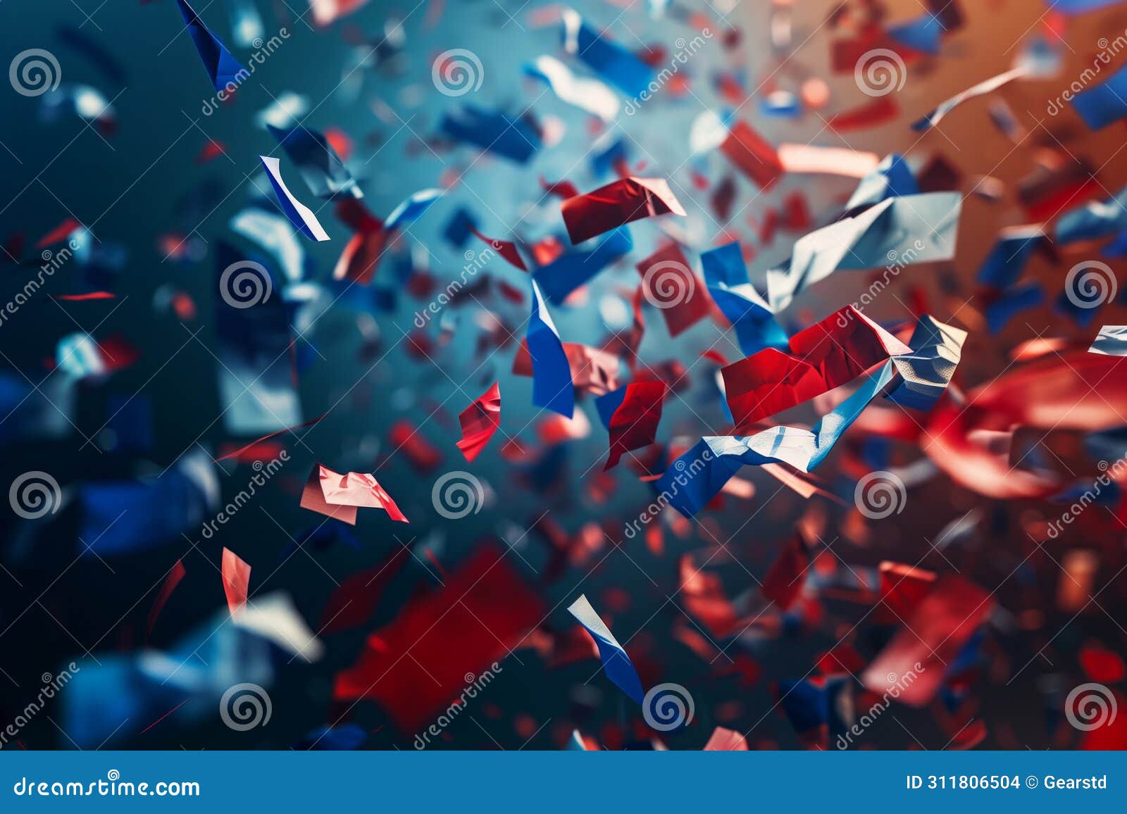 Exploding Confetti in Red, White, and Blue Colors Stock Photo - Image ...