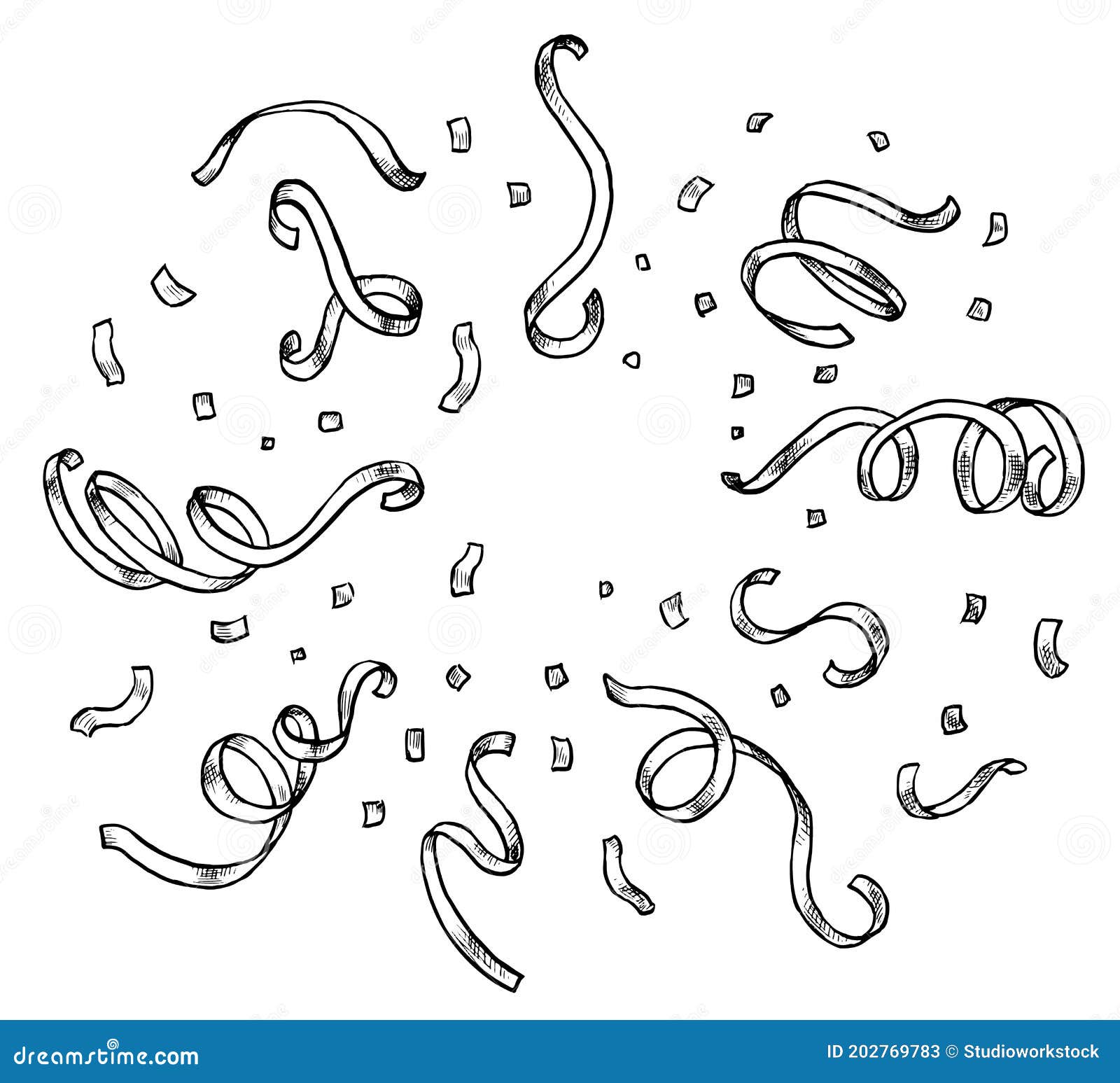 Exploding Confetti Ribbon Drawing Party Decoration Stock Illustration ...