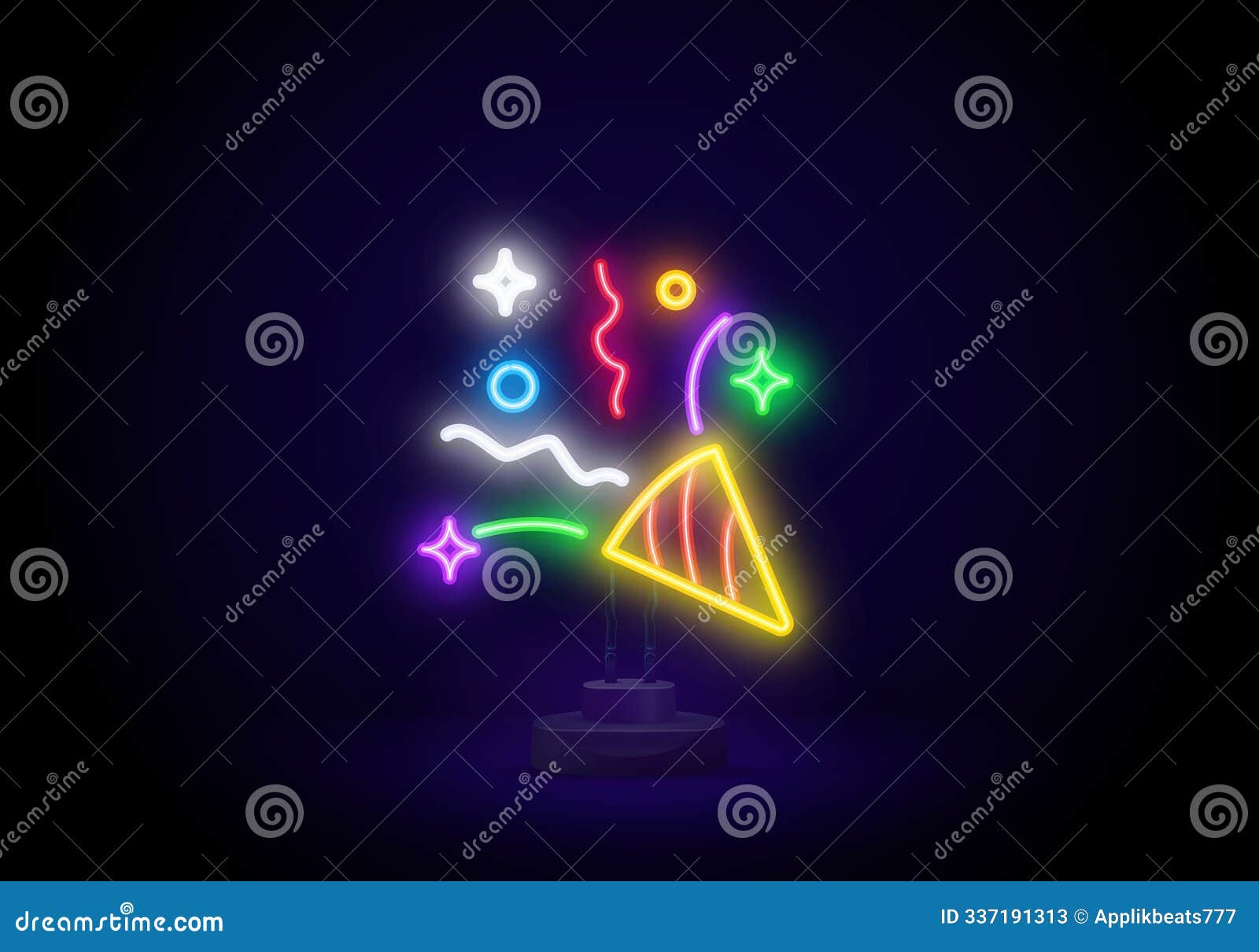 Exploding Confetti with Space for Text. Neon Frame. Firework with ...