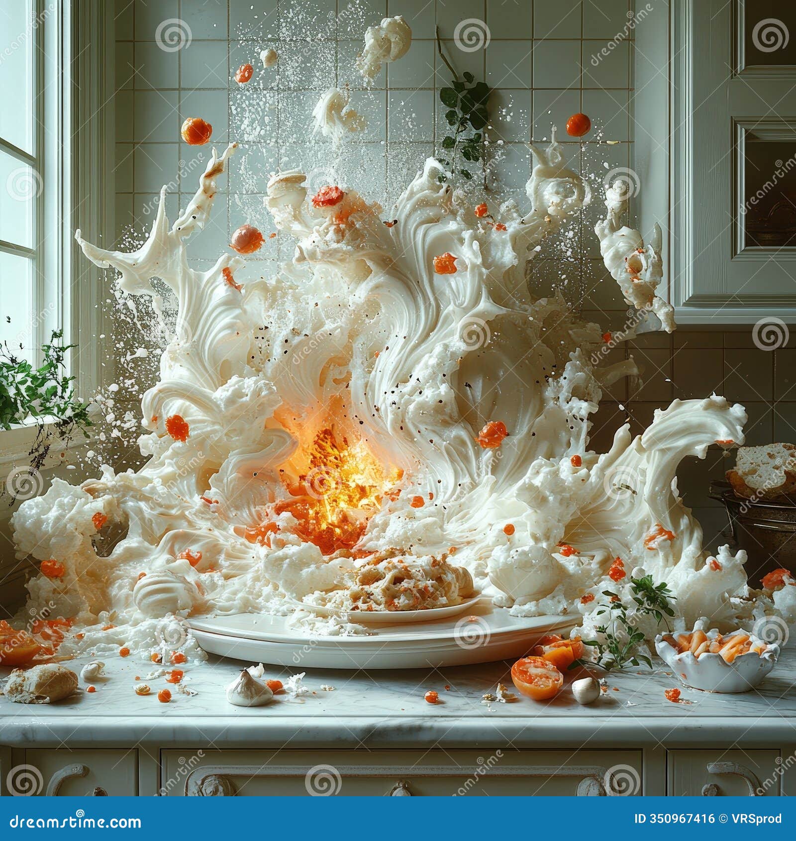 Exploding Cream Dessert with Dynamic Motion Effect Stock Photo - Image ...