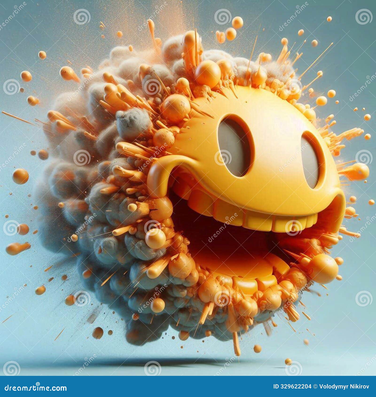 Exploding 3D Smiley Head. 3D Rendering. Generated AI Stock Photo ...
