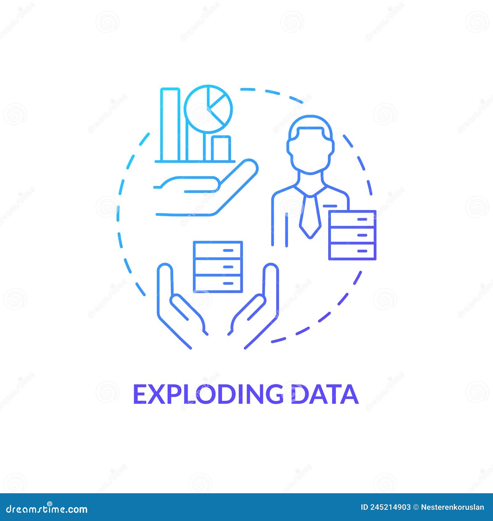Exploding Data Blue Gradient Concept Icon Stock Vector - Illustration ...