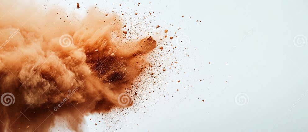 Exploding Dirt Cloud on White Background. Generative Ai Stock Illustration - Illustration of ...