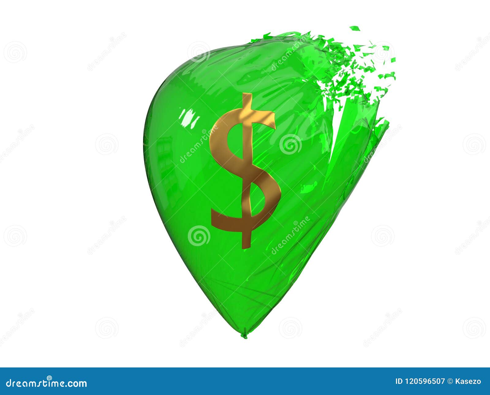 Exploding Dollar Currency Balloon. 3d Illustration Stock Illustration ...