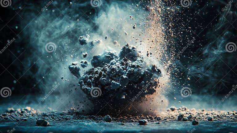 Exploding Dust Cloud with Particles in Dramatic Lighting Stock Photo ...