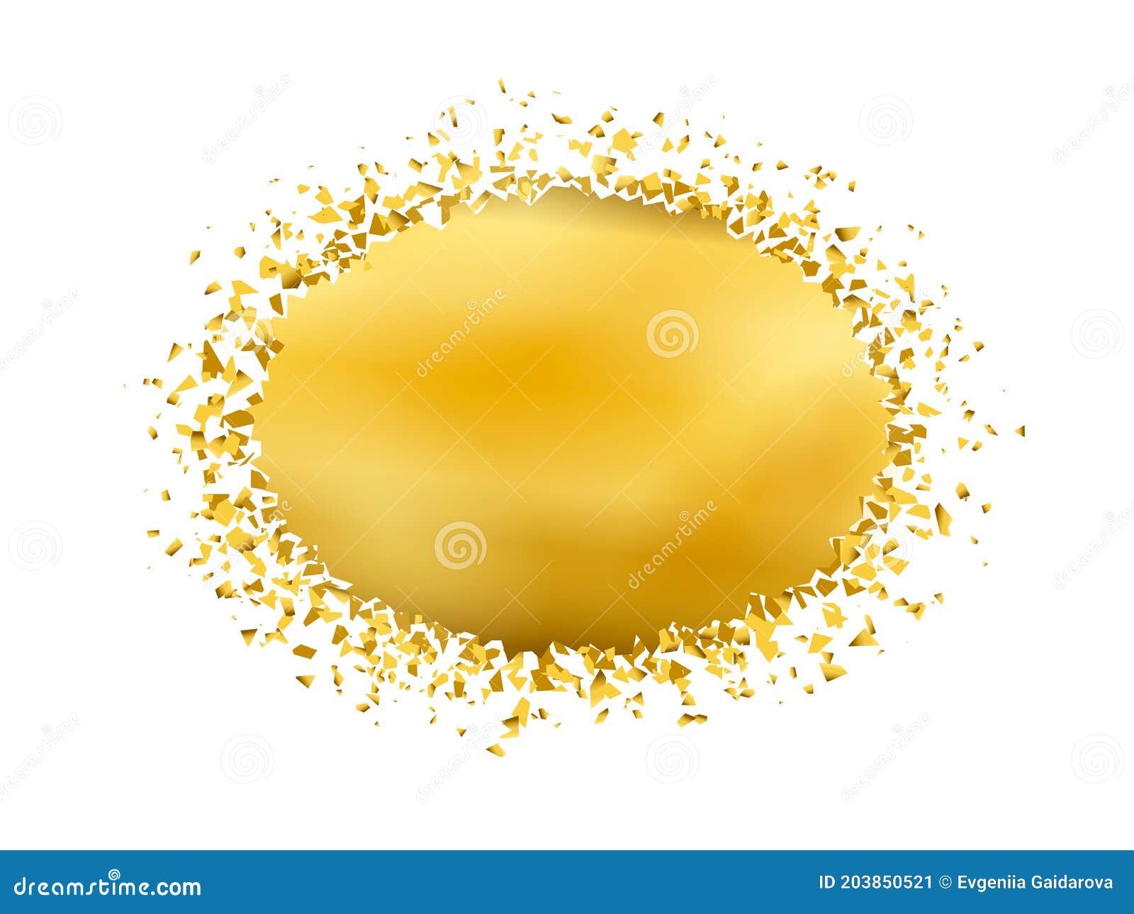 Exploding Ellipse with Debris. Isolated Gold Illustration Stock Vector ...