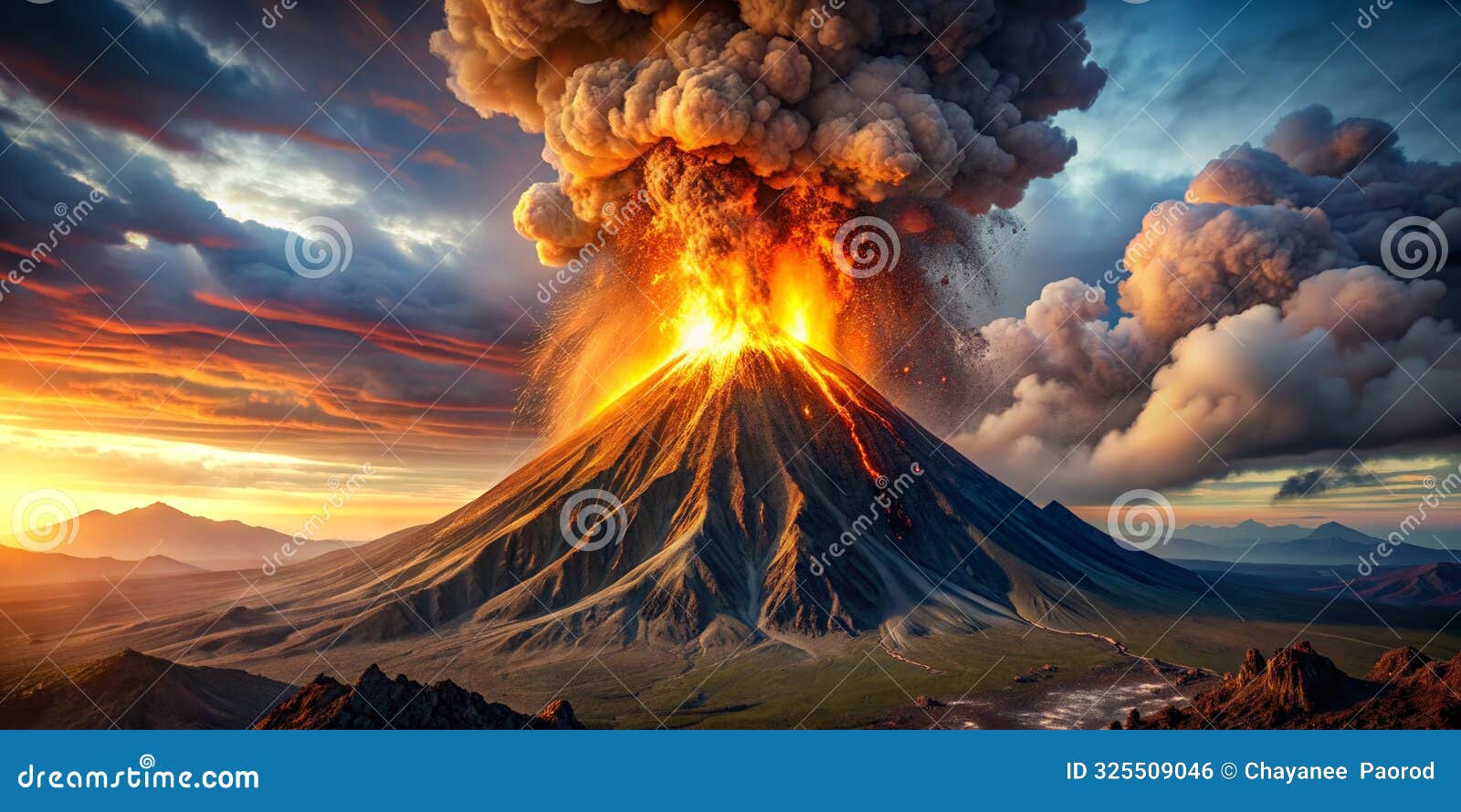 Exploding Erupting Active Volcano Generative by AI Stock Illustration ...