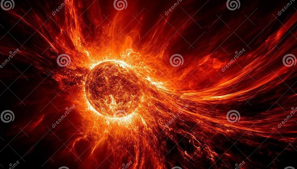 Exploding Fireball Ignites Vibrant Fractal Pattern in Futuristic Space ...