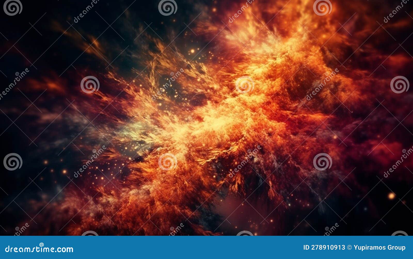 Exploding Fireball Igniting Abstract Galaxy Backdrop in Futuristic ...