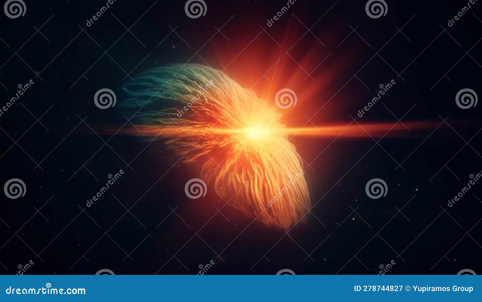 Exploding Fireball Igniting Vibrant Colors in Abstract Galaxy ...