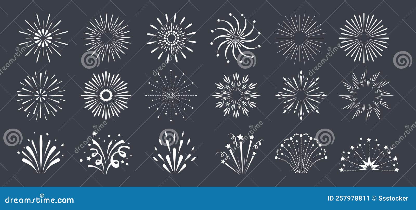 Firework Exploded During Lightning, Vector Cartoon Stick Figure ...