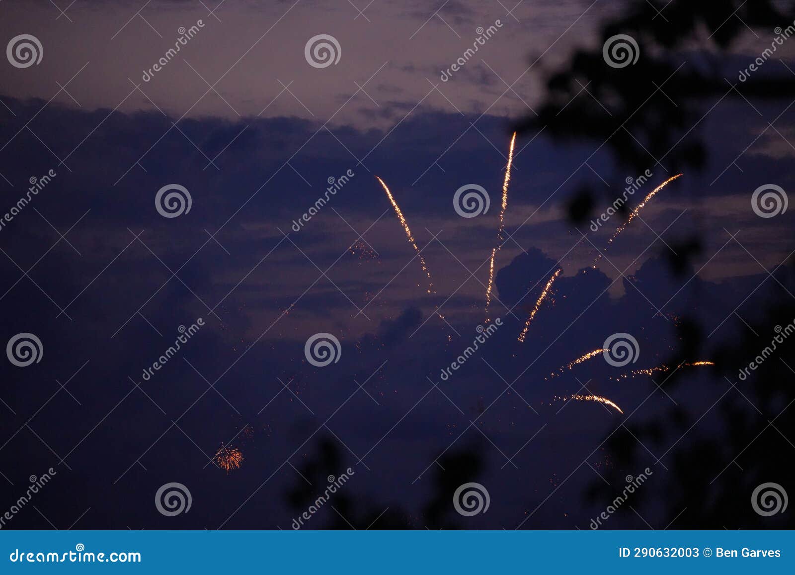 Exploding Fireworks in Beautiful Sunset Stock Image - Image of light, majestic: 290632003