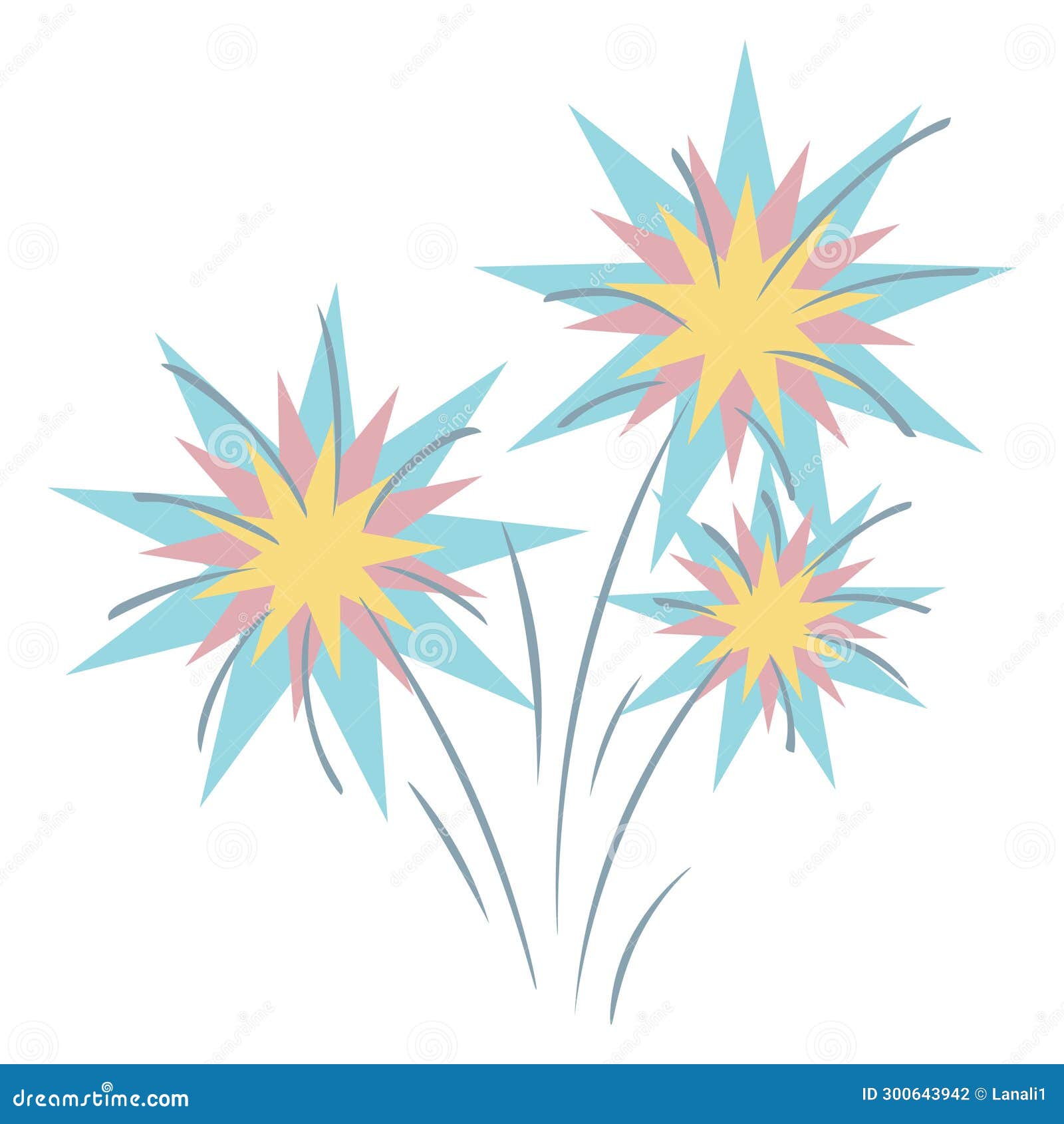 Exploding Fireworks in the Form of Stars. Flashes of Multi-colored ...