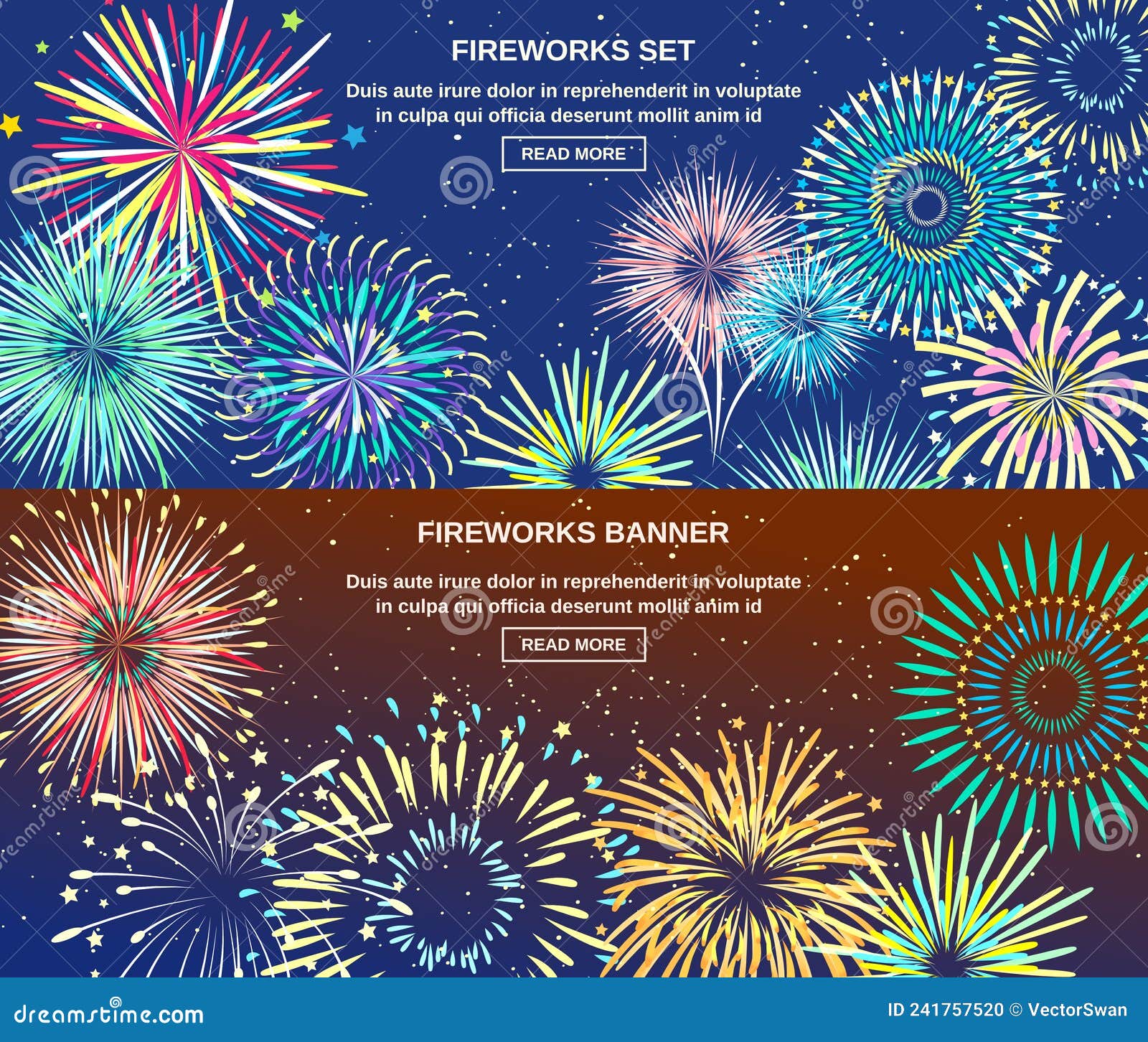 Exploding of Fireworks Horizontal Banners Stock Vector - Illustration ...
