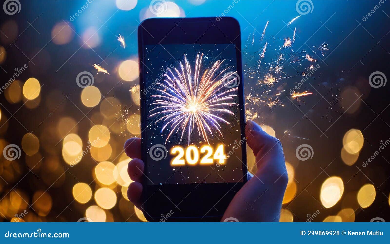 Exploding Fireworks and Welcome New Year 2024. Happy New Years Stock ...