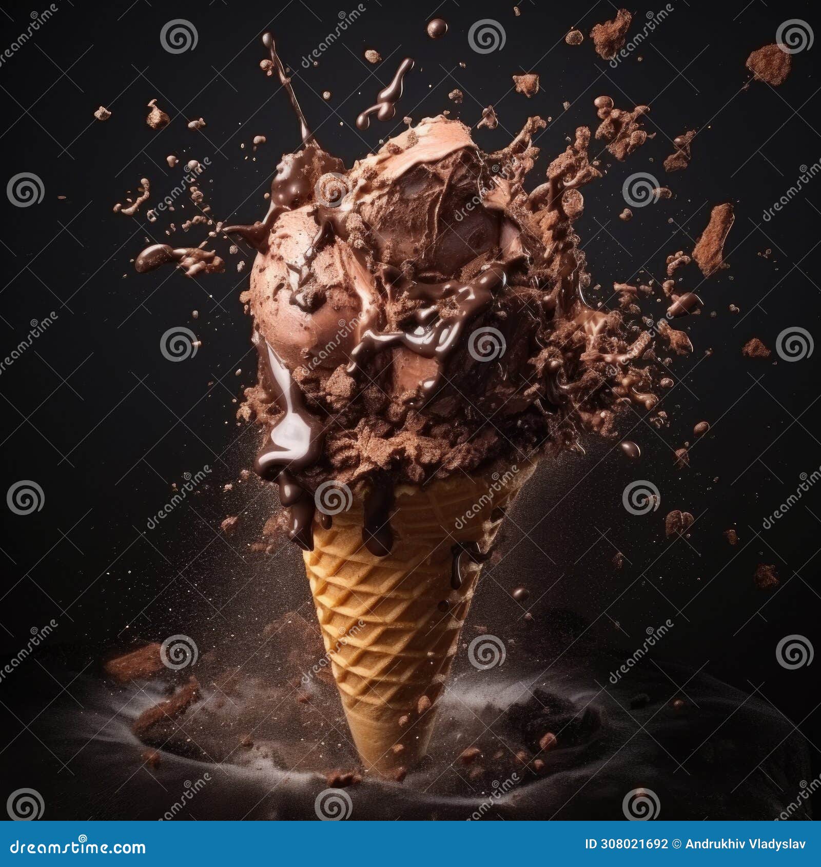 Flying Chocolate Cupcakes Or Cookies On Yellow Background. Royalty-Free ...