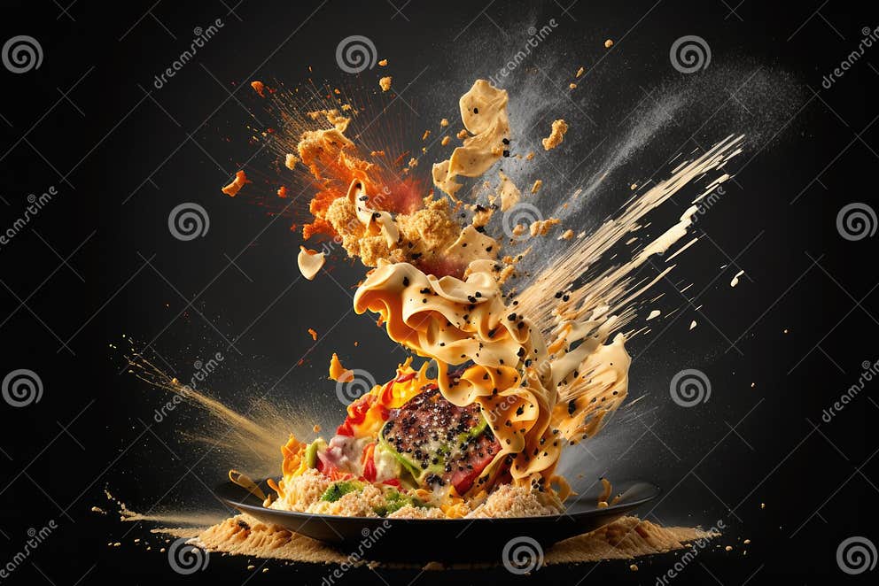 Exploding Food Illustration Stock Illustration - Illustration of ...