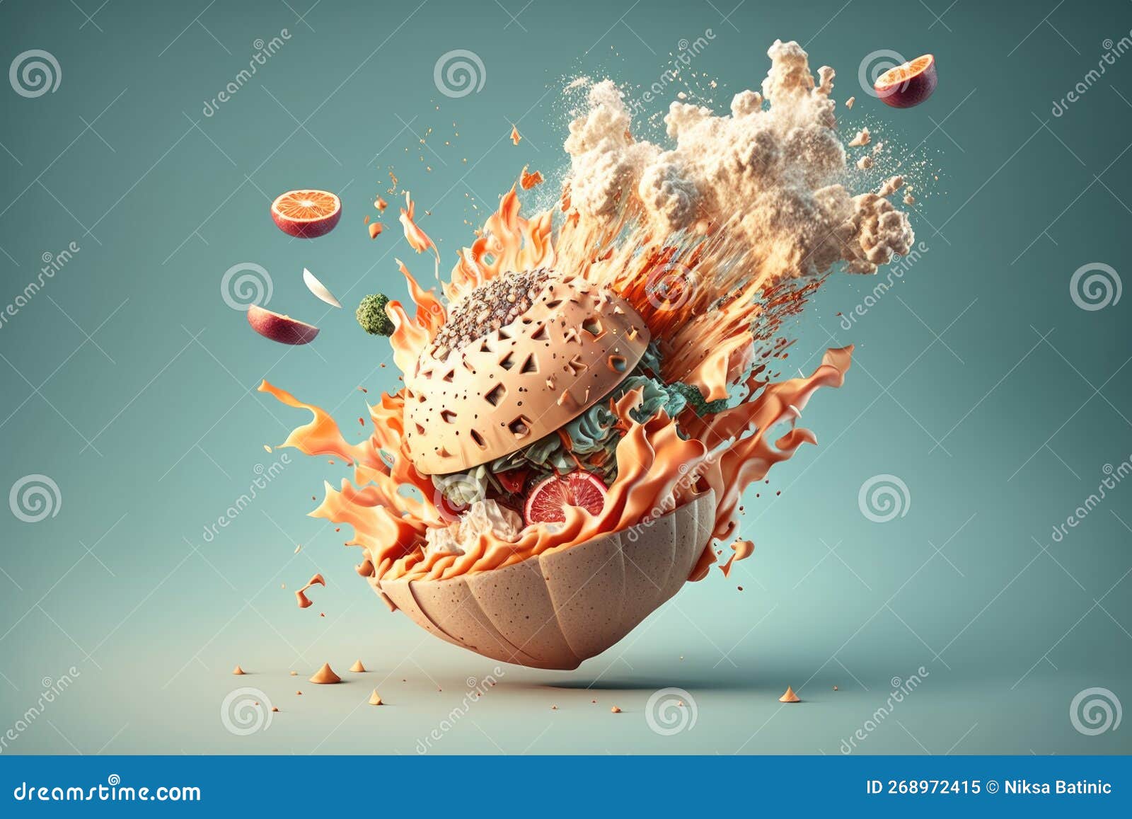 Exploding Food Illustration Stock Illustration - Illustration of ...