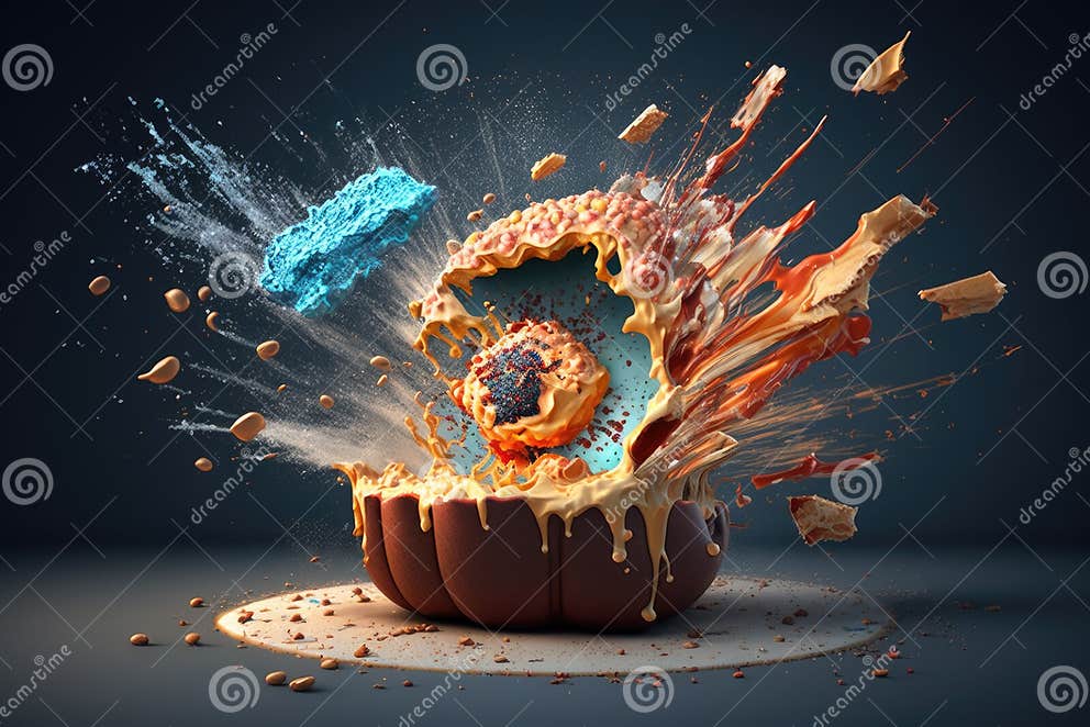 Exploding Food Illustration Stock Illustration - Illustration of tomato ...