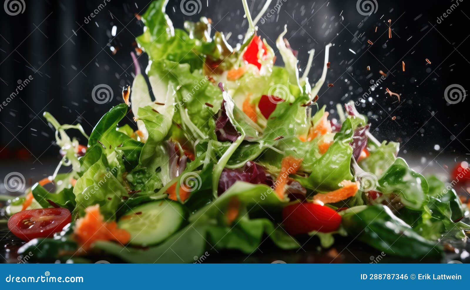 Exploding Fresh Washed Salad in Macro Shot - Stock Concepts Stock ...