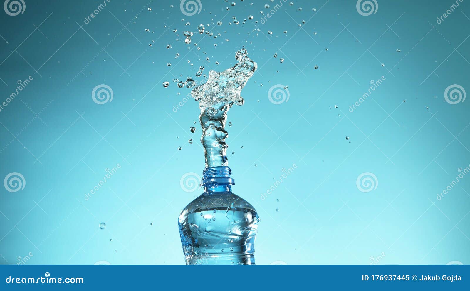 Exploding Fresh Water from Plastic Bottle Stock Image - Image of close ...