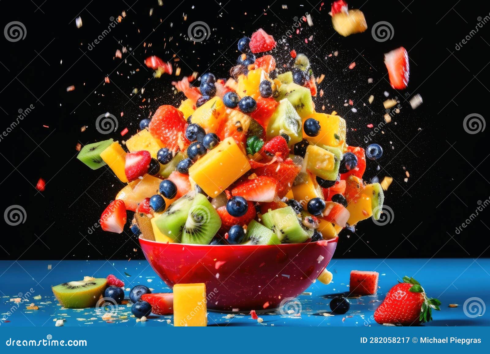 An Exploding Fruit Salad Created with Generative AI Technology Stock ...